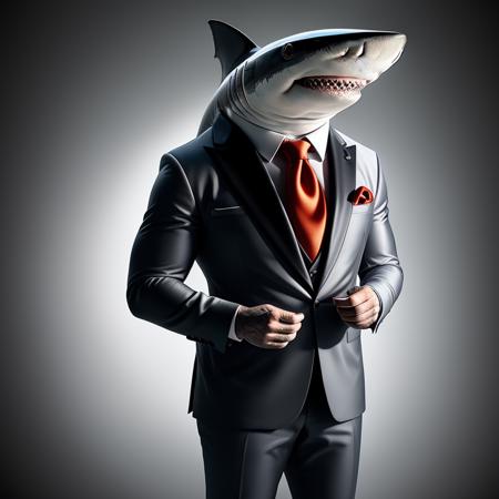 Boss Shark in a Grey Suit - AiTool.ai